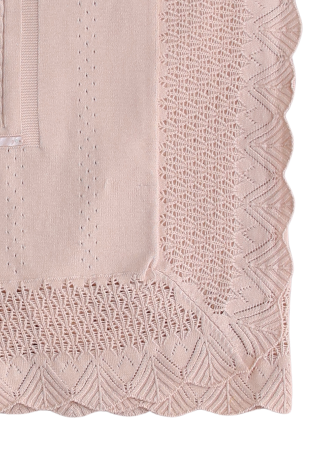 Pled Tricotat Bej Deschis cu Margine Perforata 6379 Leo King – AnneBebe
